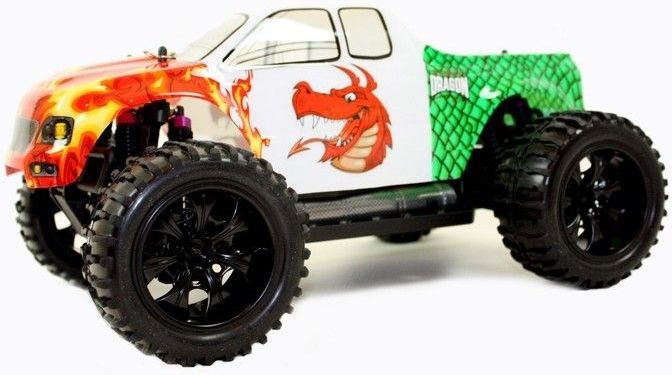 Radio Controlled Monster Truck Electric Licenced 2101, 1:10 Red Dragon