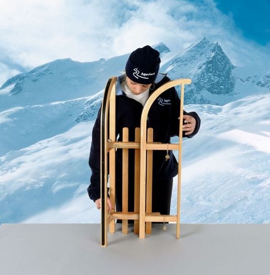 Snow Rodel 90 Folding Wooden Sledge Toboggan - Wooden Sledges